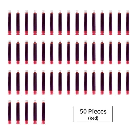 TFixol50 Pieces Fountain Pen Ink Cartridges Red Color Ink Refill ...