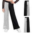 TSSOE Girls Hip Hop Dance Pants Sequin Contrast Color Wide Leg Trousers ...