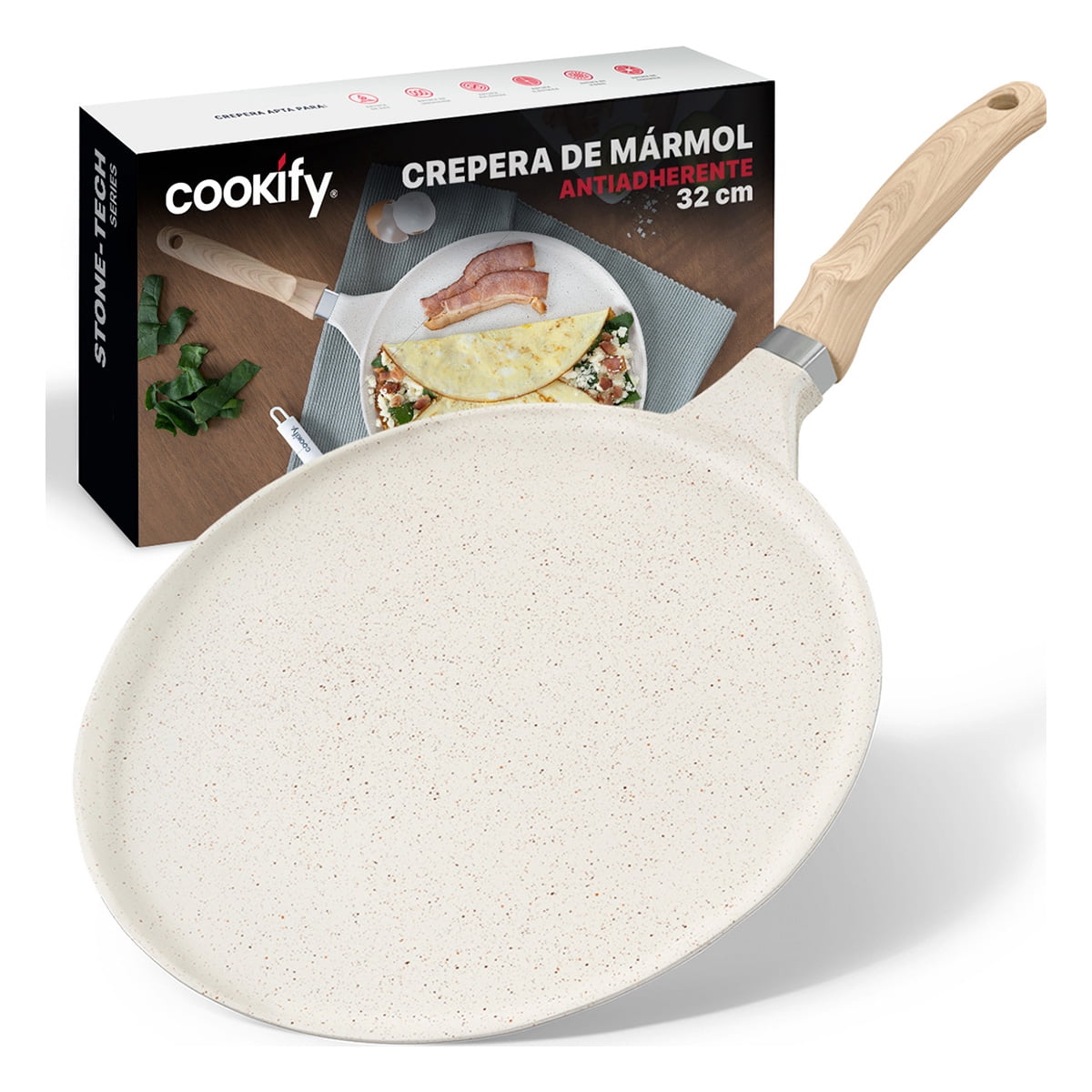 Sartén Crepera Cookify de Mármol Antiadherente 32 cm Color Beige. deal ...