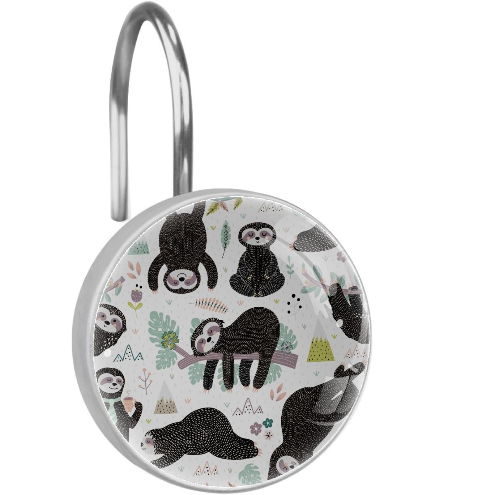 Cartoon Sleeping Sloths Shower Curtain Hooks（Set of 12）for Home Hotel ...