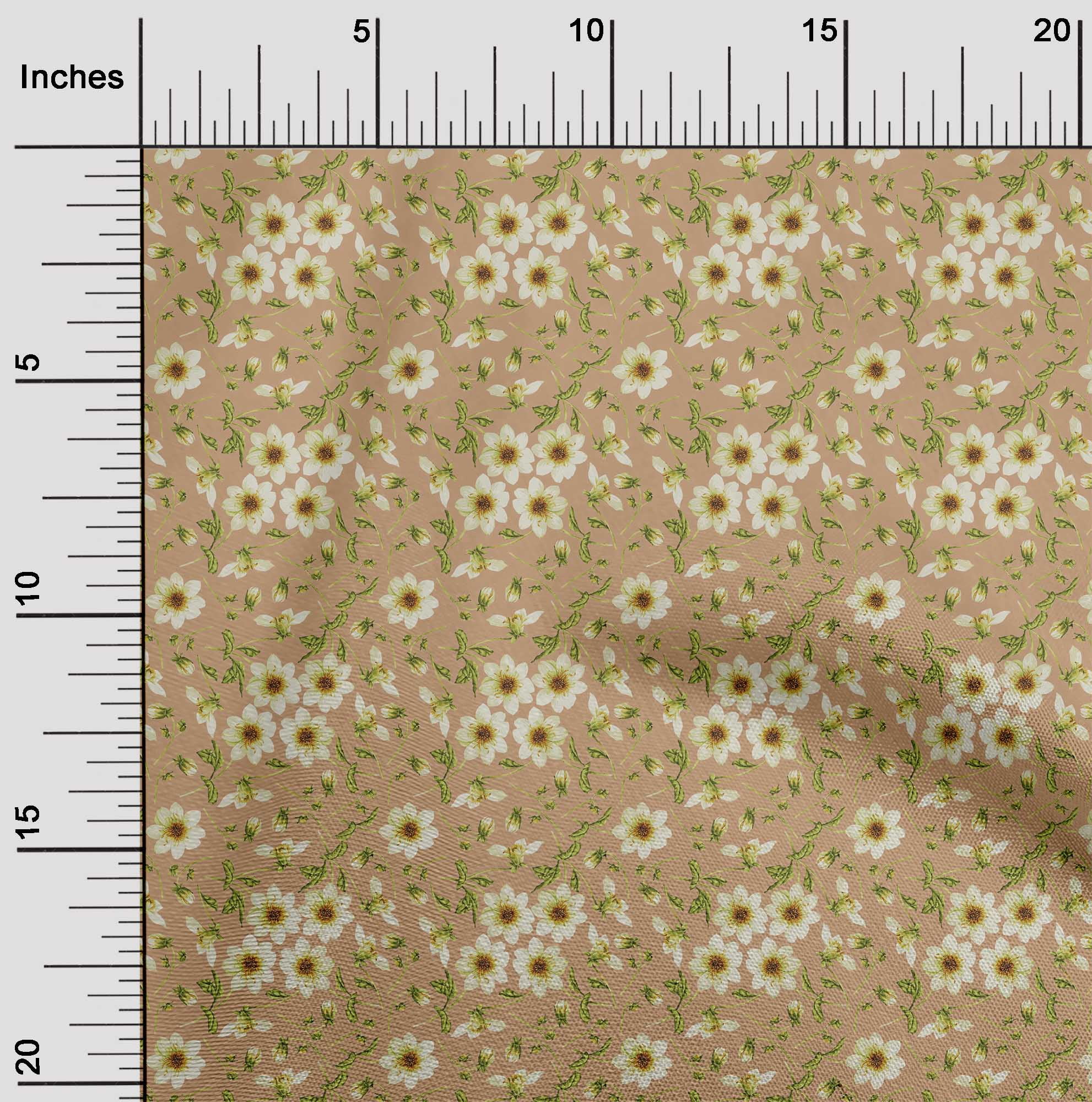 oneOone Cotton Silk Dark Beige Fabric Leaves & Floral Artistic Diy ...