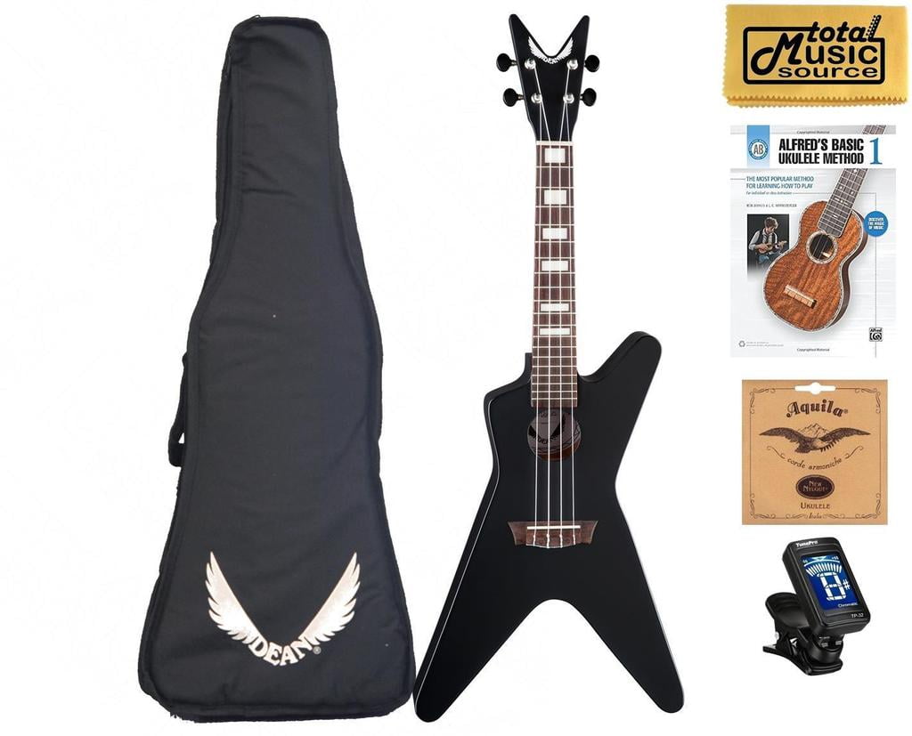 Dean Guitars UKE ML BKS COMPBK Ukulele, Spruce Black W/Padded Gigbag ...