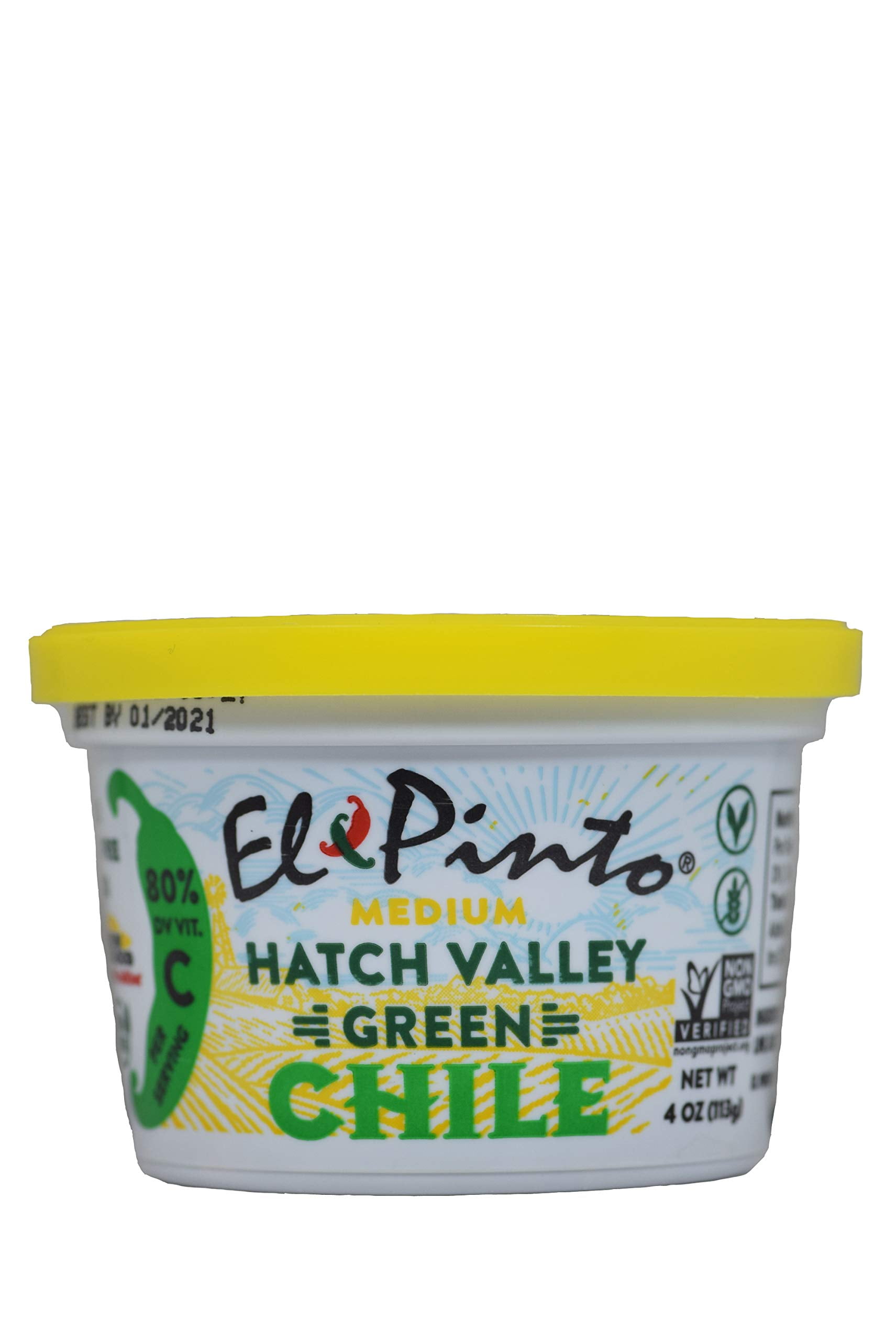 El Pinto Medium Hatch Roasted Green Chile Chopped (4 Ounces, 12 Pack ...
