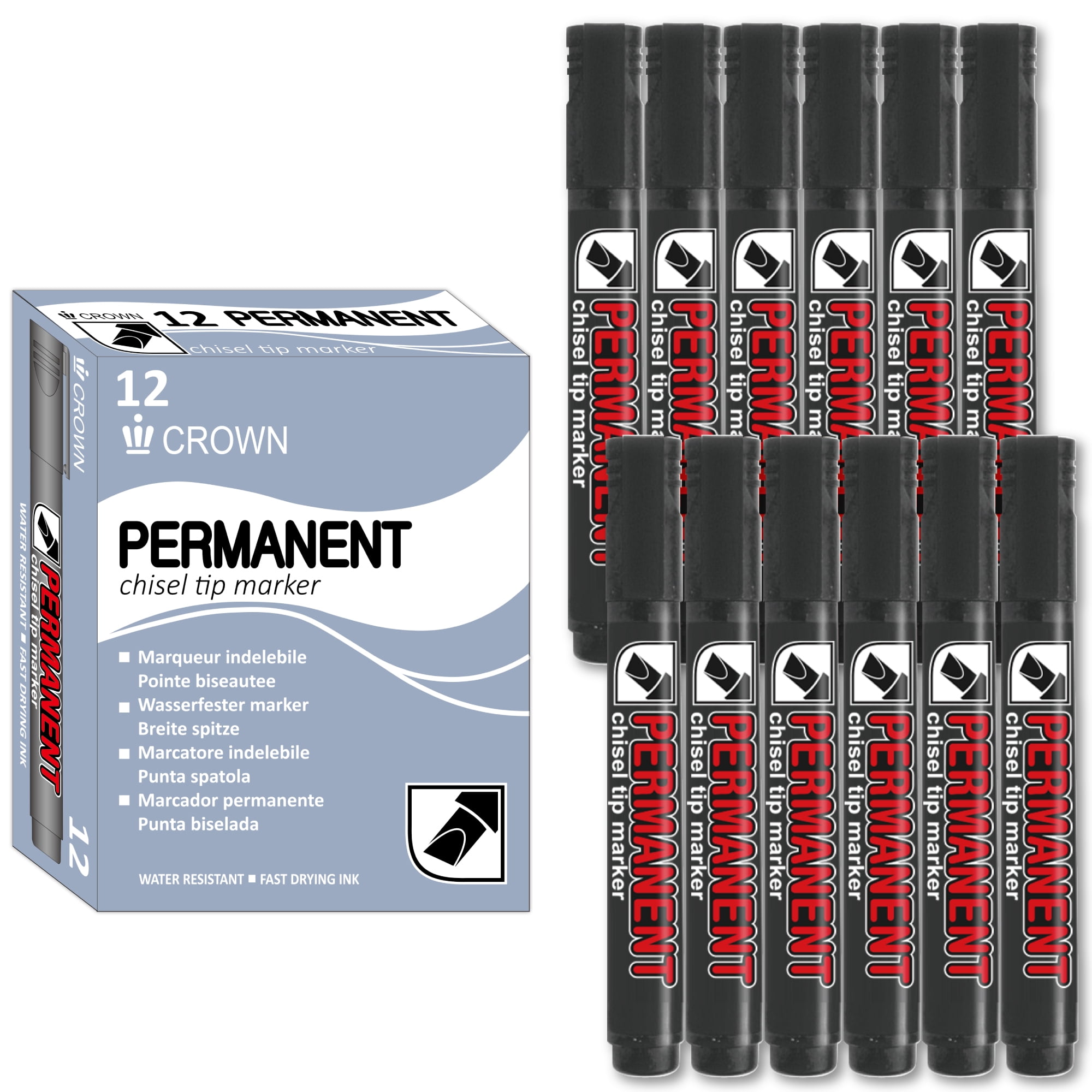 Click here for [crown] Permanent Markers L  Black  Chisel Tip  12... prices