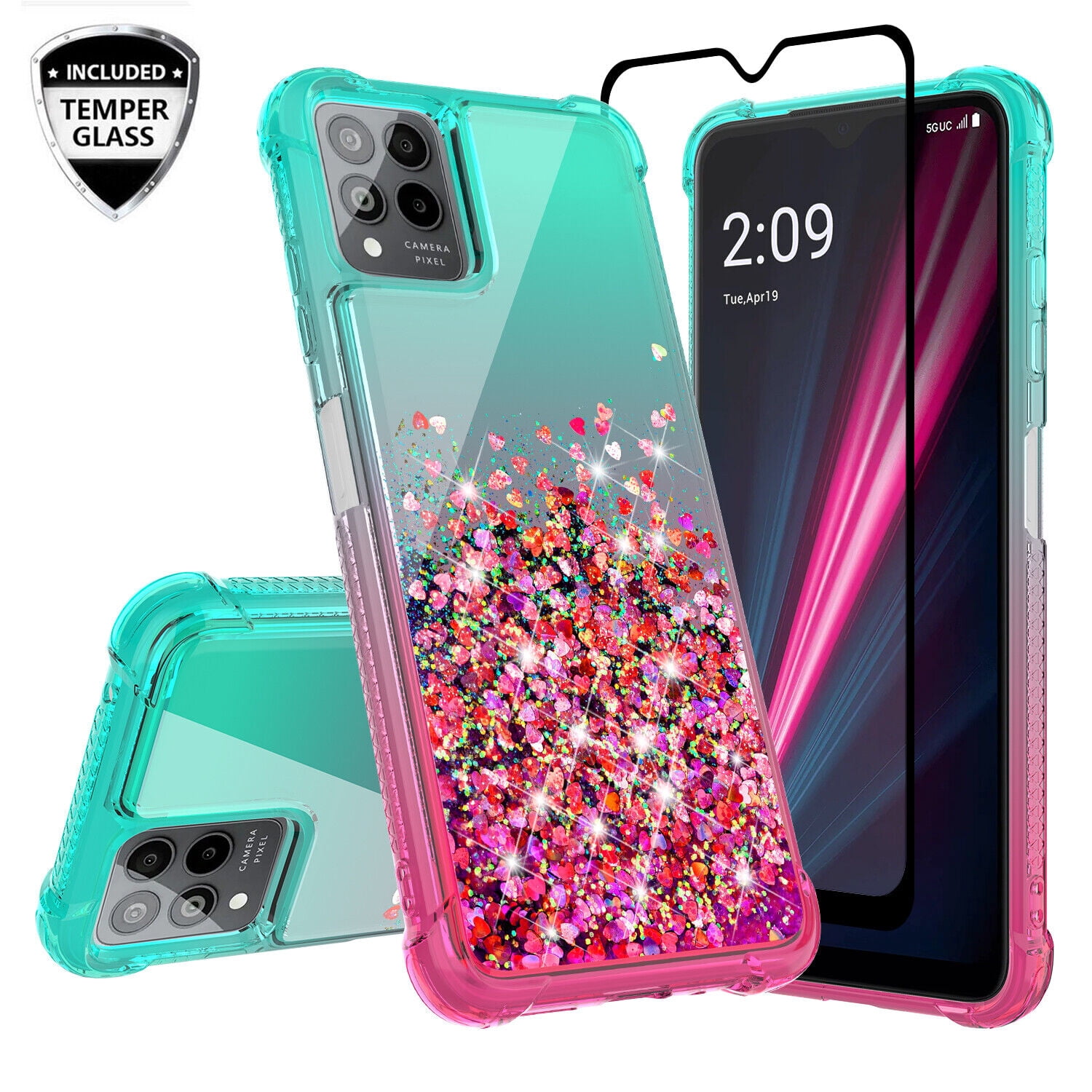 Wydan Case for T-Mobile Revvl 6 5G, Case Liquid Glitter Shockproof TPU ...
