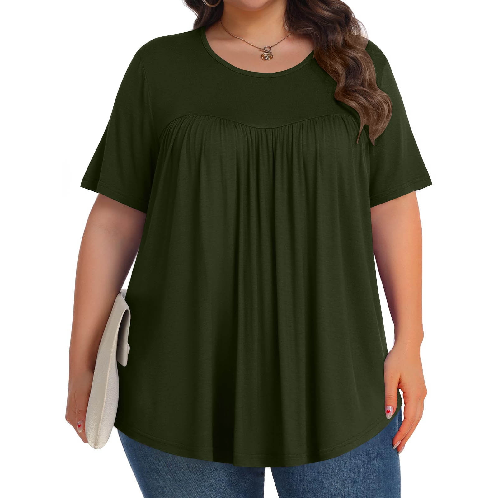 Click here for Aidice Plus Size Womens T Shirts Crewneck Pleated... prices