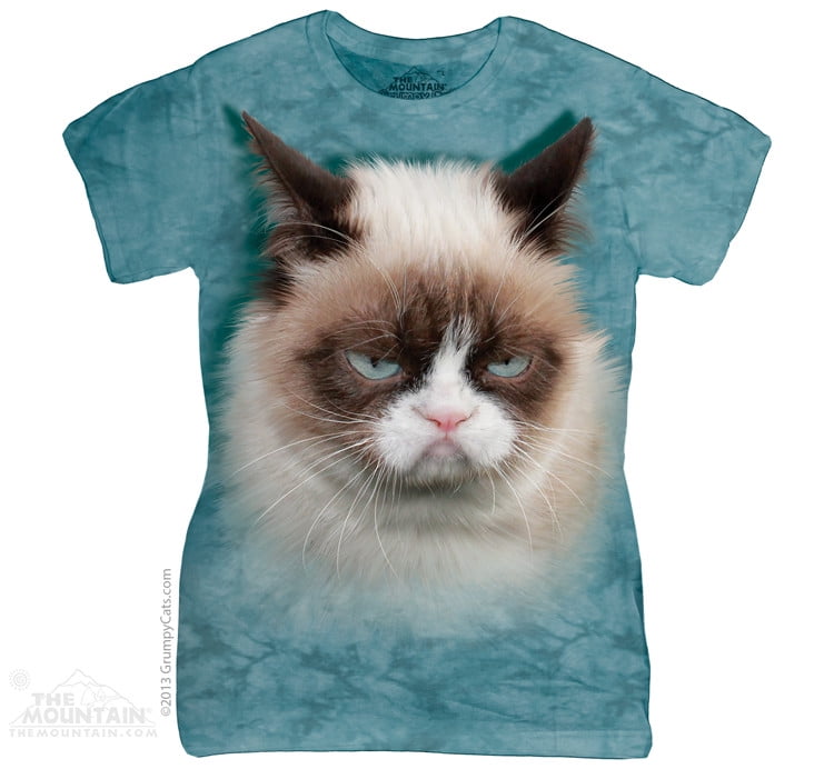 Blue Cotton Grumpy Cat Design Novelty Parody Womens T-Shirt NEW ...