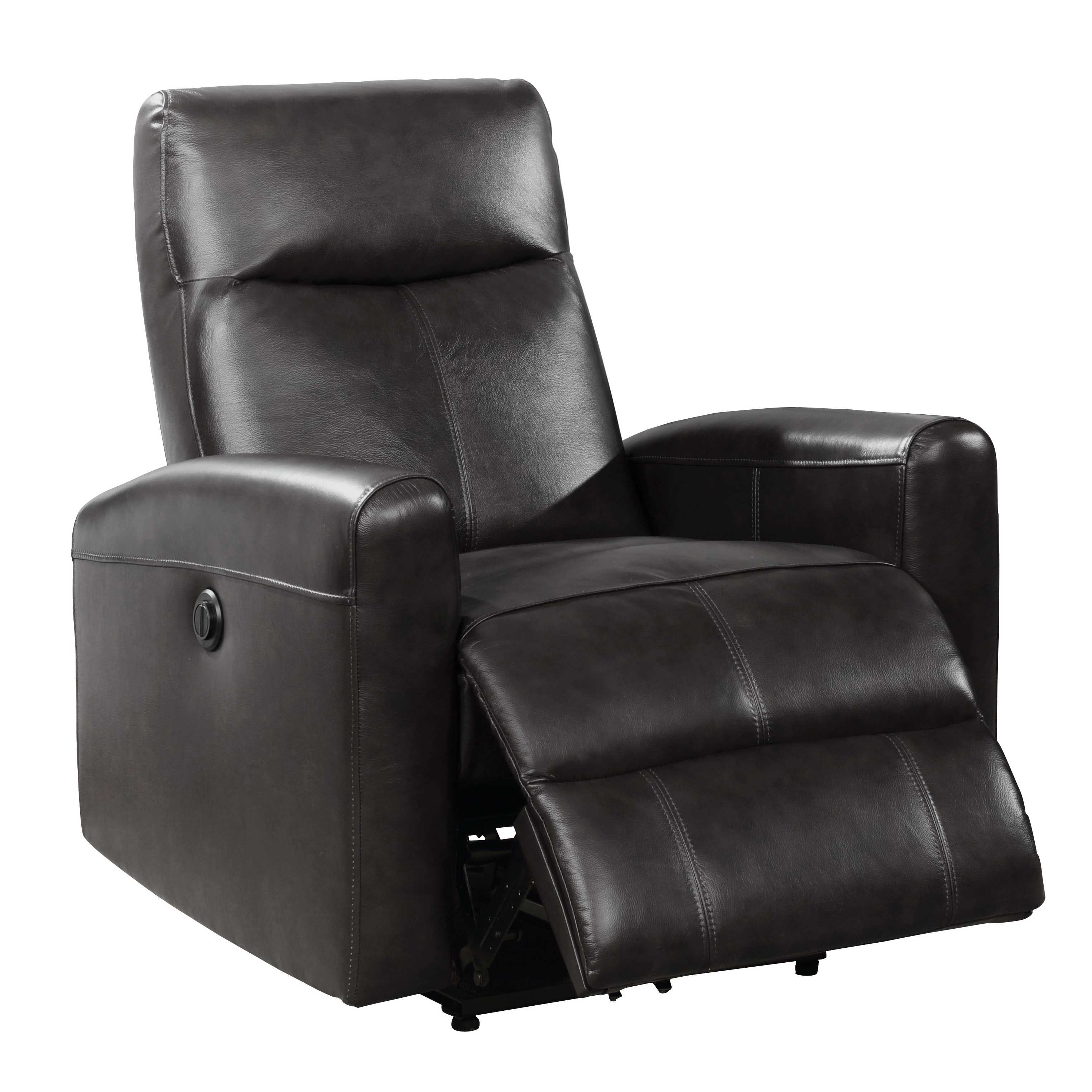 Black Contemporary Faux Leather Upholstered Electric Recliner Power ...