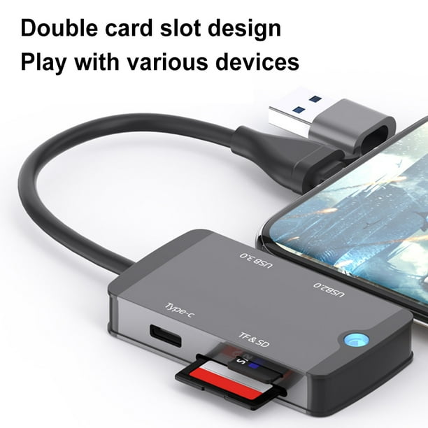 Lector de tarjetas USB C Hub portátil con puertos USB 3.0 para teléfono ...