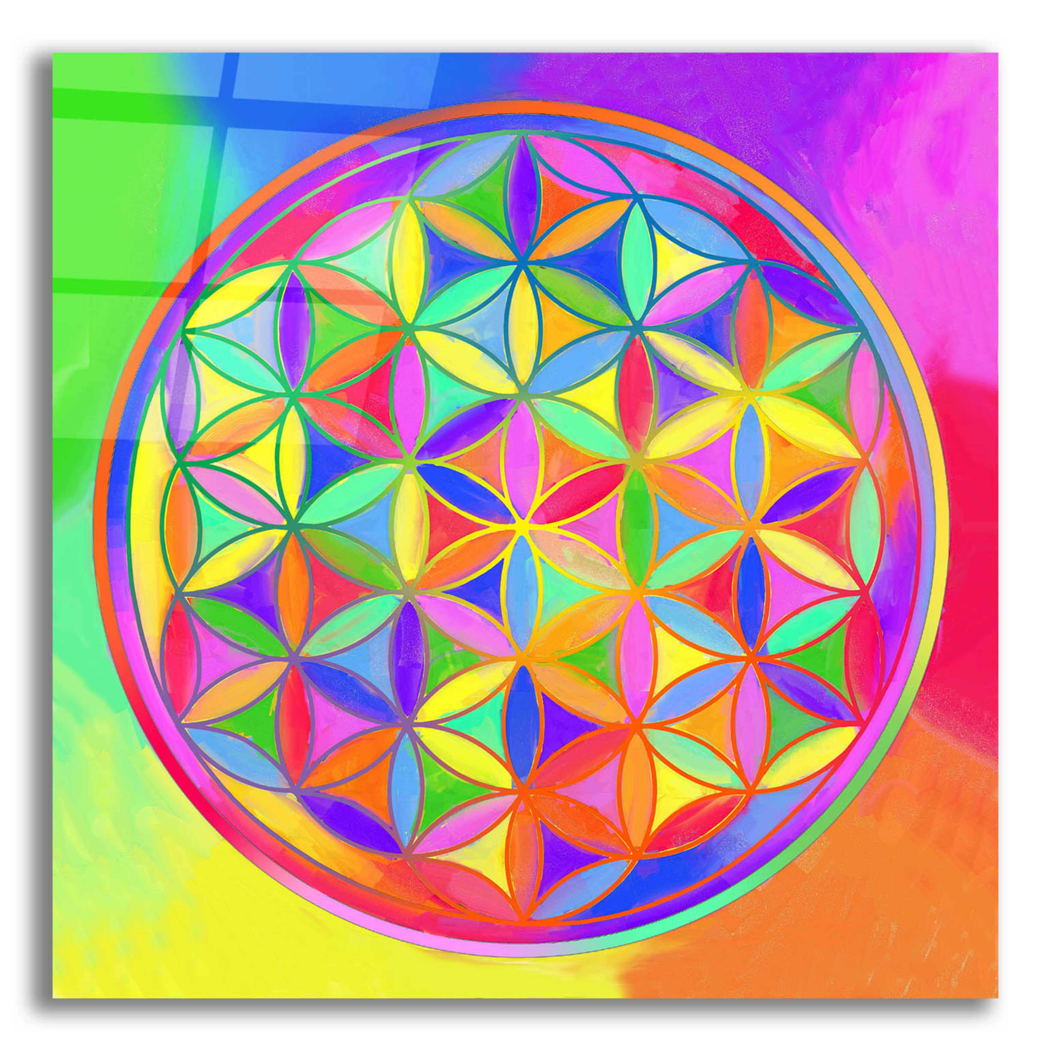 Epic Art 'Sacred Geo Flower of Life' by Howie Green, Acrylic Glass Wall ...