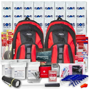 72-Hour Survival Backpack Kit for 2 - Includes Water, Food, & Shelter ...