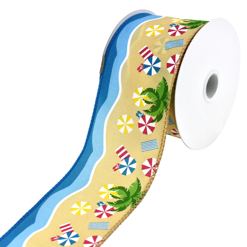 Beach Day Seashore Satin Wired Ribbon, 2-1/2-Inch, 10-Yard - Walmart.com