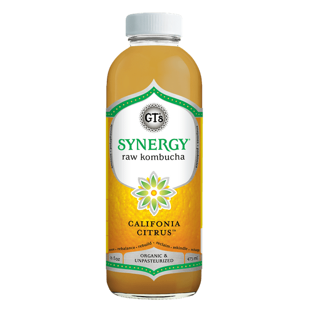 GT's Synergy Organic Raw Kombucha, California Citrus, 16 fl oz bottle - Walmart.com