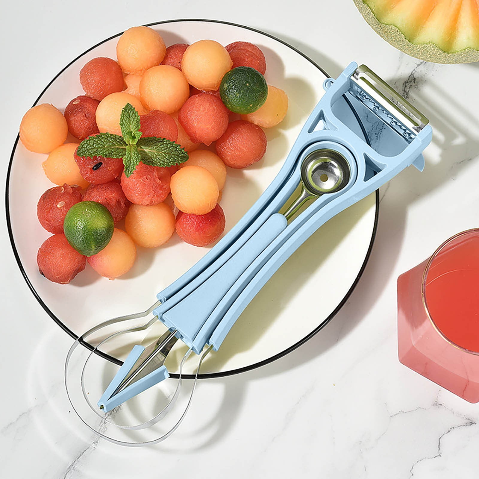 Juego para tallar frutas 3 en 1 con cuchara para hacer bolas de sandía ...