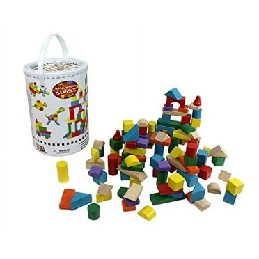 KidKraft 60-Piece Wooden Cutout Shapes Block Building Architectural Set ...