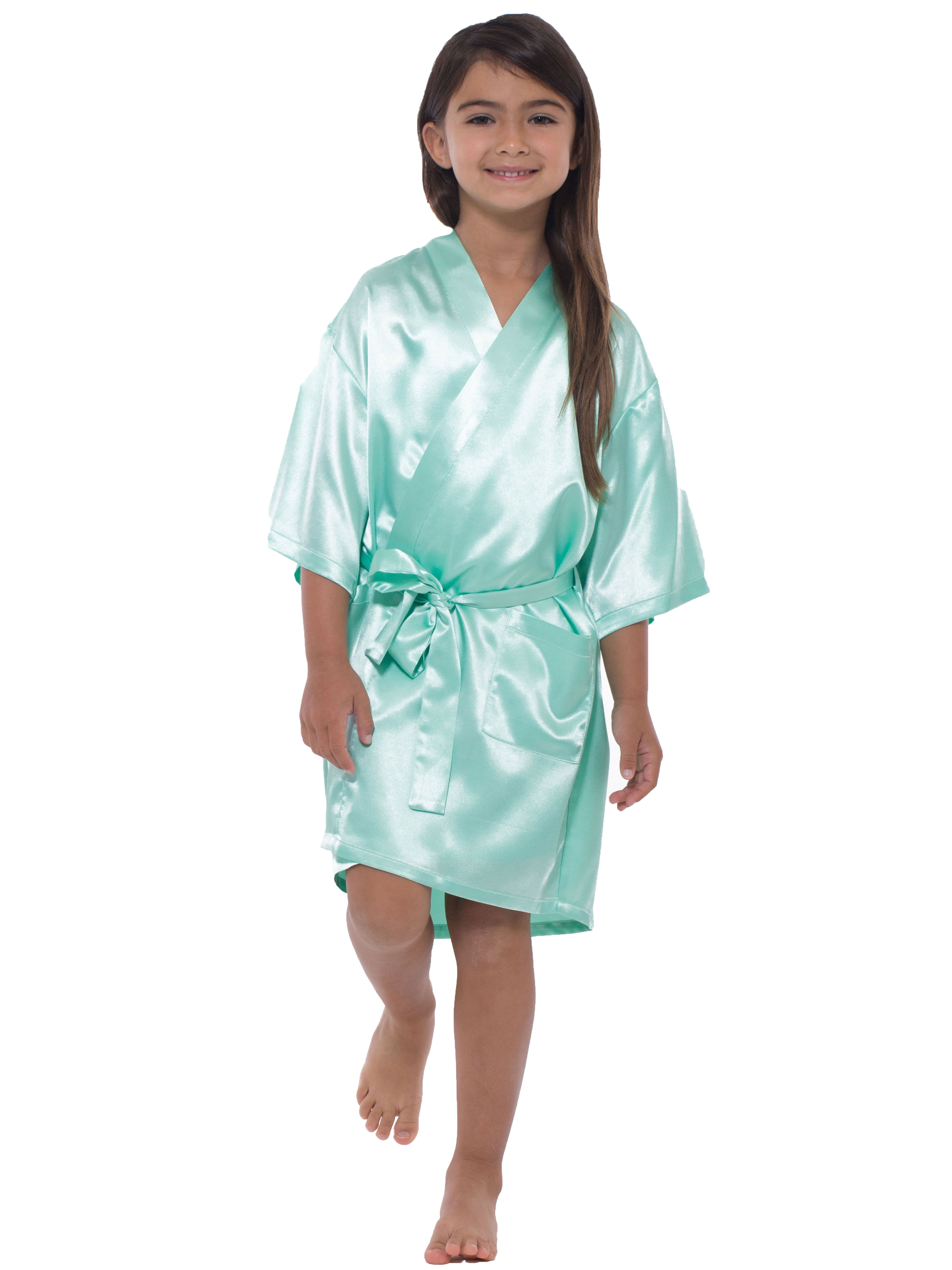 Turquaz Linen Mint Green Satin Kimono Kid's Robe - Walmart.com