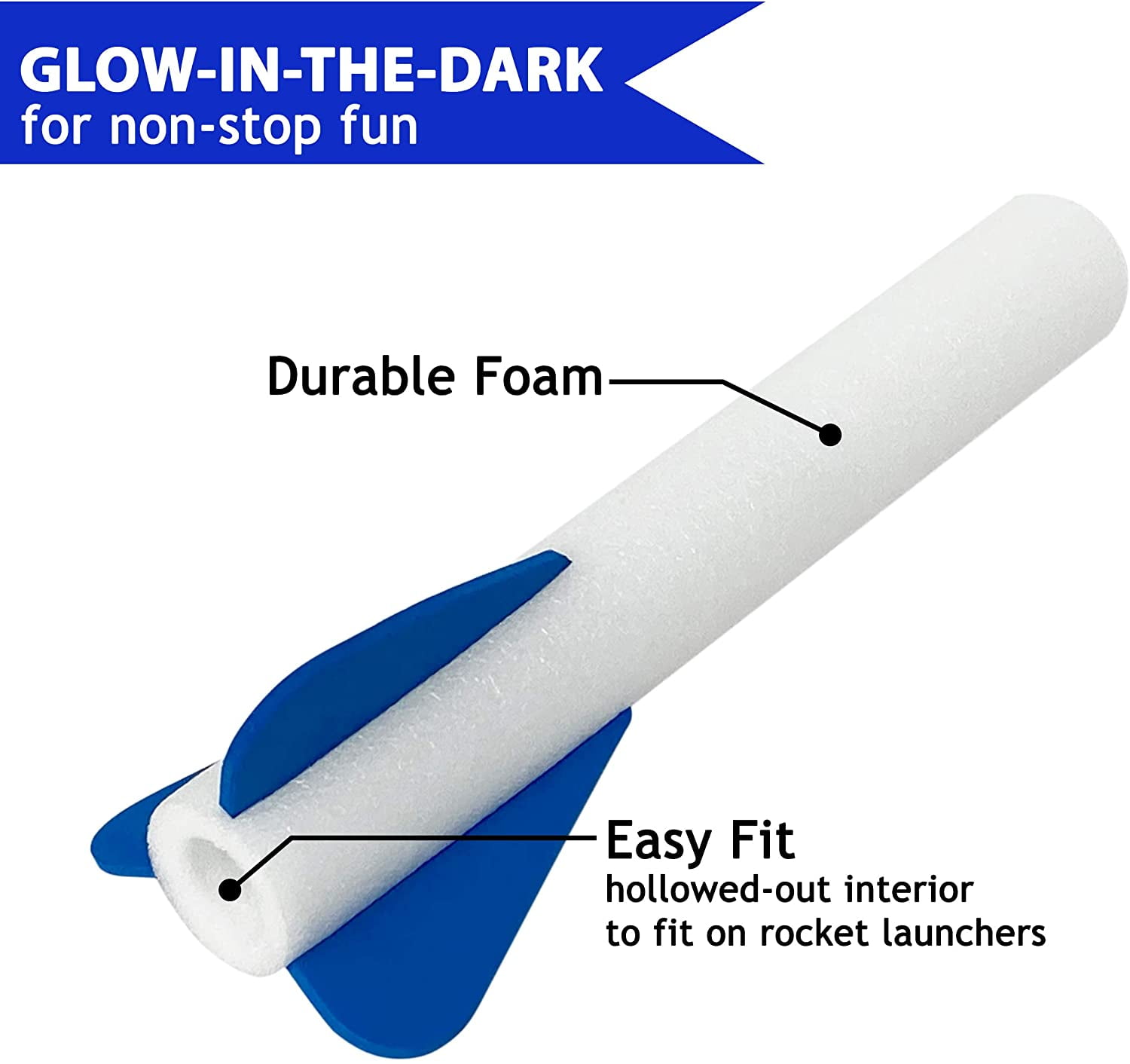 Buy Glow-in-The-Dark Soft Foam Rocket Refills for Rocket Launchers ...