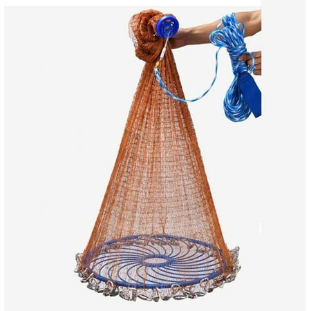 Fishing Cast Net,American Hand Throw Fish Nets Casting Sinker Net Bait ...