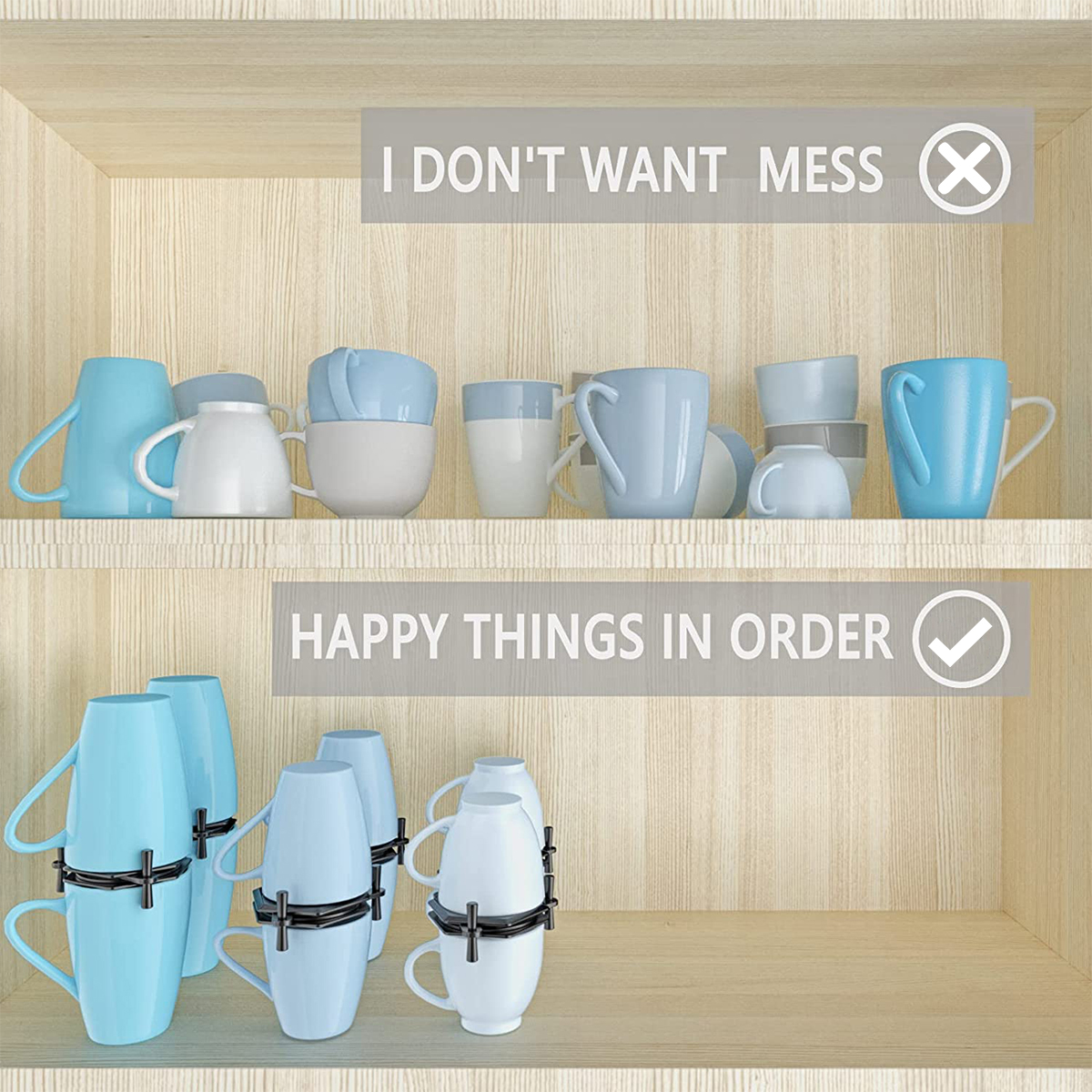 Coffee Mug Holder Stackable Cup For Cabinet Adjustable Shelf Telescopic ...