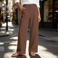 CAIVO Women Linen Pants Straight Leg Flowy Palazzo Summer Casual Beach ...