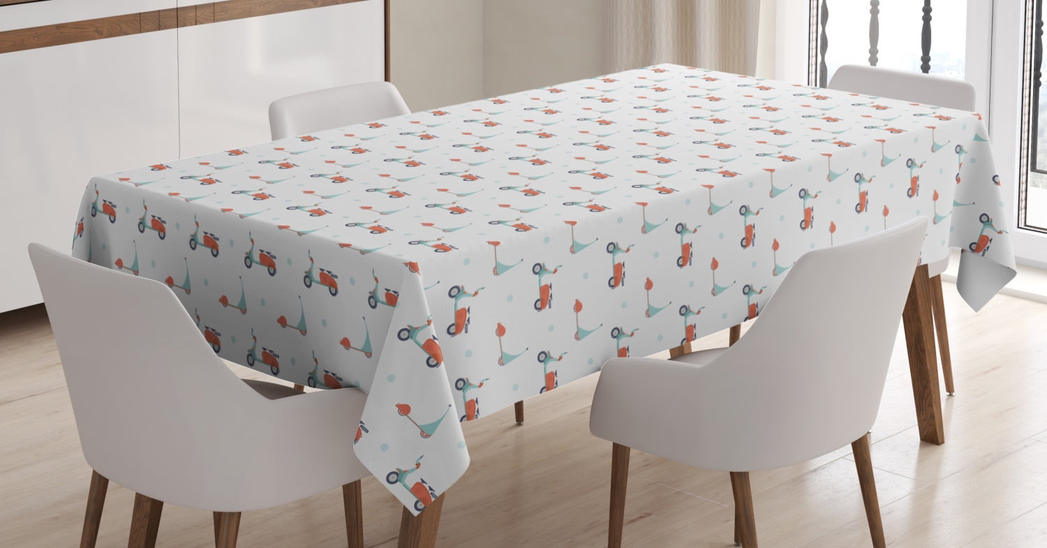 Ambesonne Motorcycle Tablecloth Rectangular Table Cover, Mopeds ...