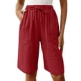 Pants for Women Elastic Shorts Knee Length High Waisted Summer 2026 ...