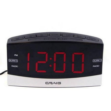 Craig CR41805 Dual Alarm Clock Digital PLL AM & FM Radio, White & Black ...