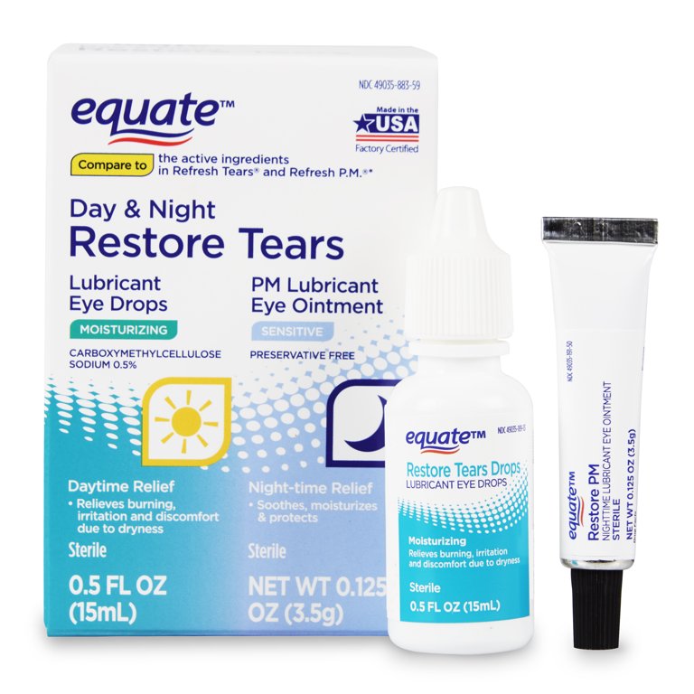 Equate Day & Night Restore Tears, Eye Drops, .5 fl oz & Eye Ointment ...