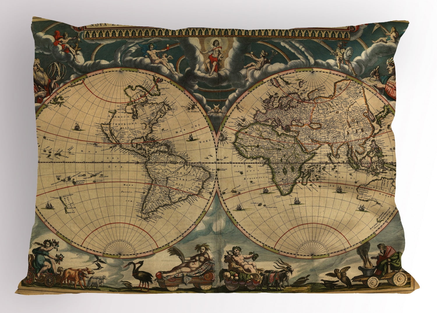 Vintage Pillow Sham Dated Old Map of Ancient World Historic Geography ...