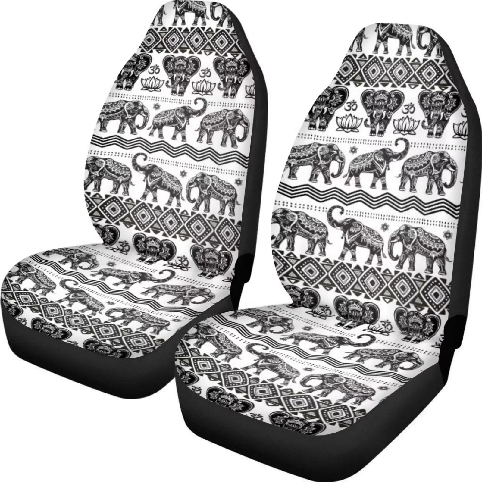 NETILGEN 2 Pack Aztec Nation Elephant Design Car Covers Set Soft Seat ...