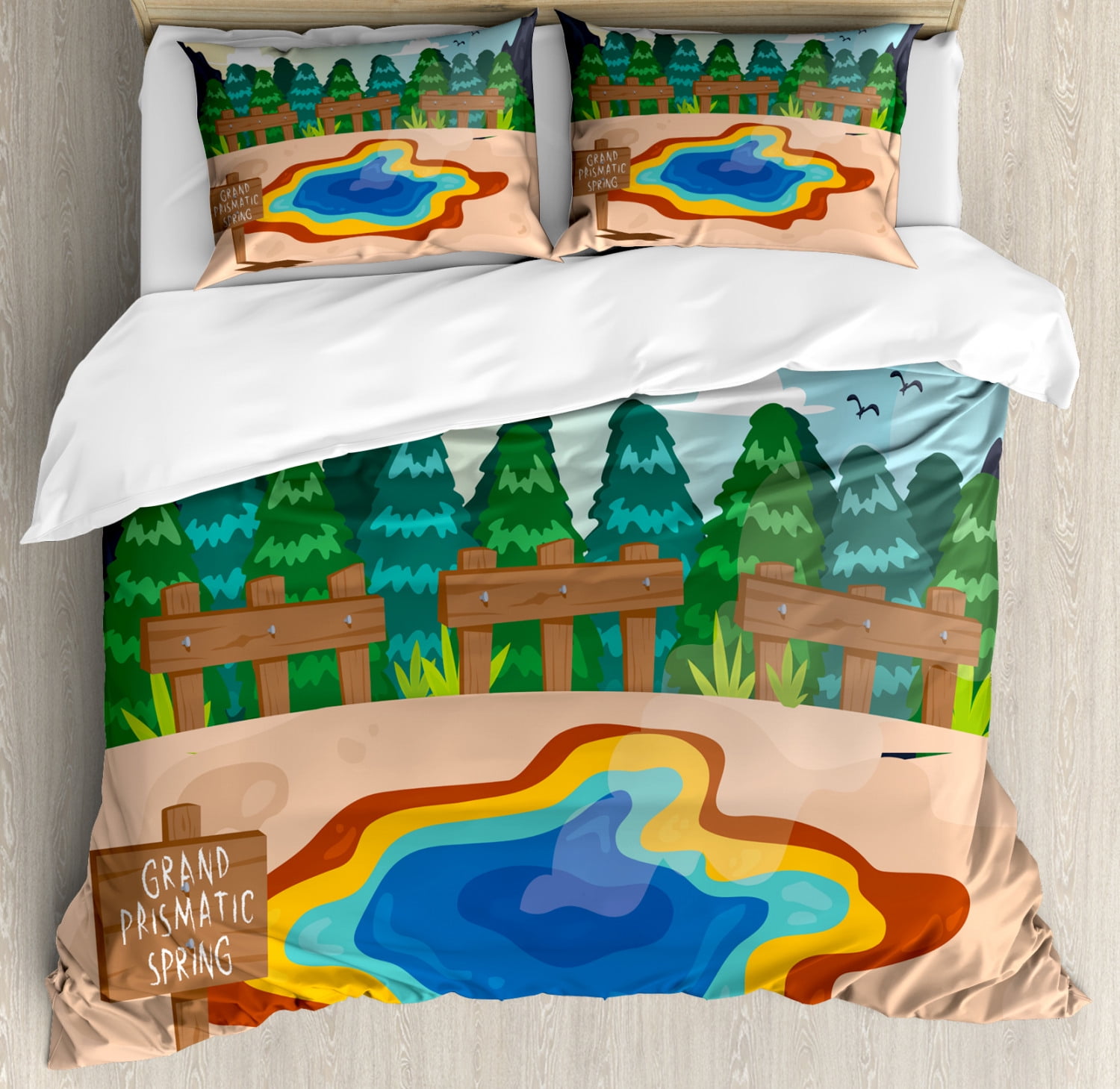 Wyoming Duvet Cover Set King Size, Cartoon Design Image of Grand ...