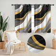 Black and Gold Marble Pattern Blackout Curtains,Triple Weaved Fabric ...