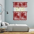 Palm Tree Silhouettes Kitchen Curtains Set for Windows, Red Lines ...