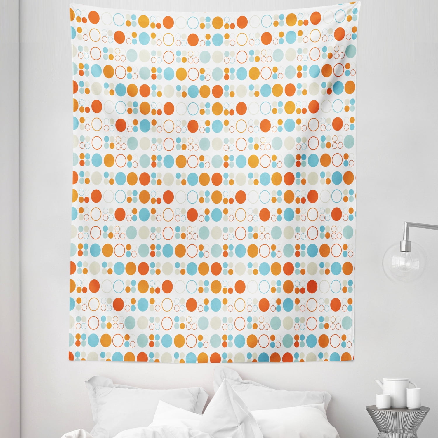Geometric Tapestry, Simplistic Colorful Circles Rings Ovals Rounds ...