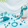 1005Pcs 5 Styles Dyed Natural Wood Beads Round Lead Free Dark Cyan 6 ...