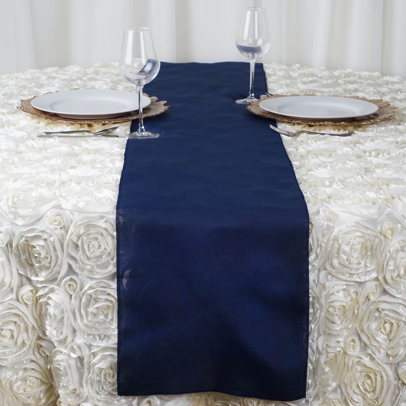 BalsaCircle 12" x 108" Polyester Table Top Runner Navy Blue - Walmart.com