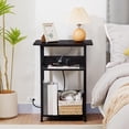 End Table Black W 18.89" x D 15.74" 3 Tier Vinyl Record Player Stand ...
