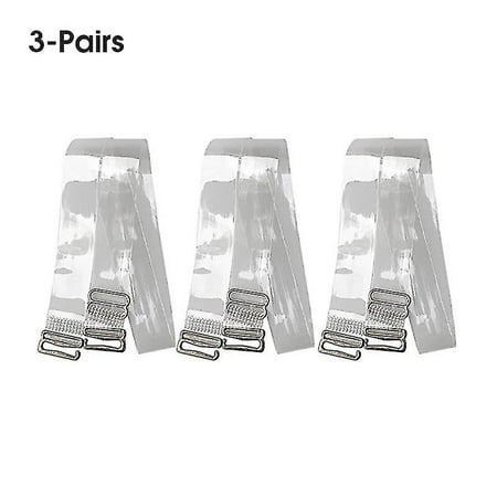 3 Pairs Clear Bra Straps, Stainless Steel Hook Multiple Width Support ...