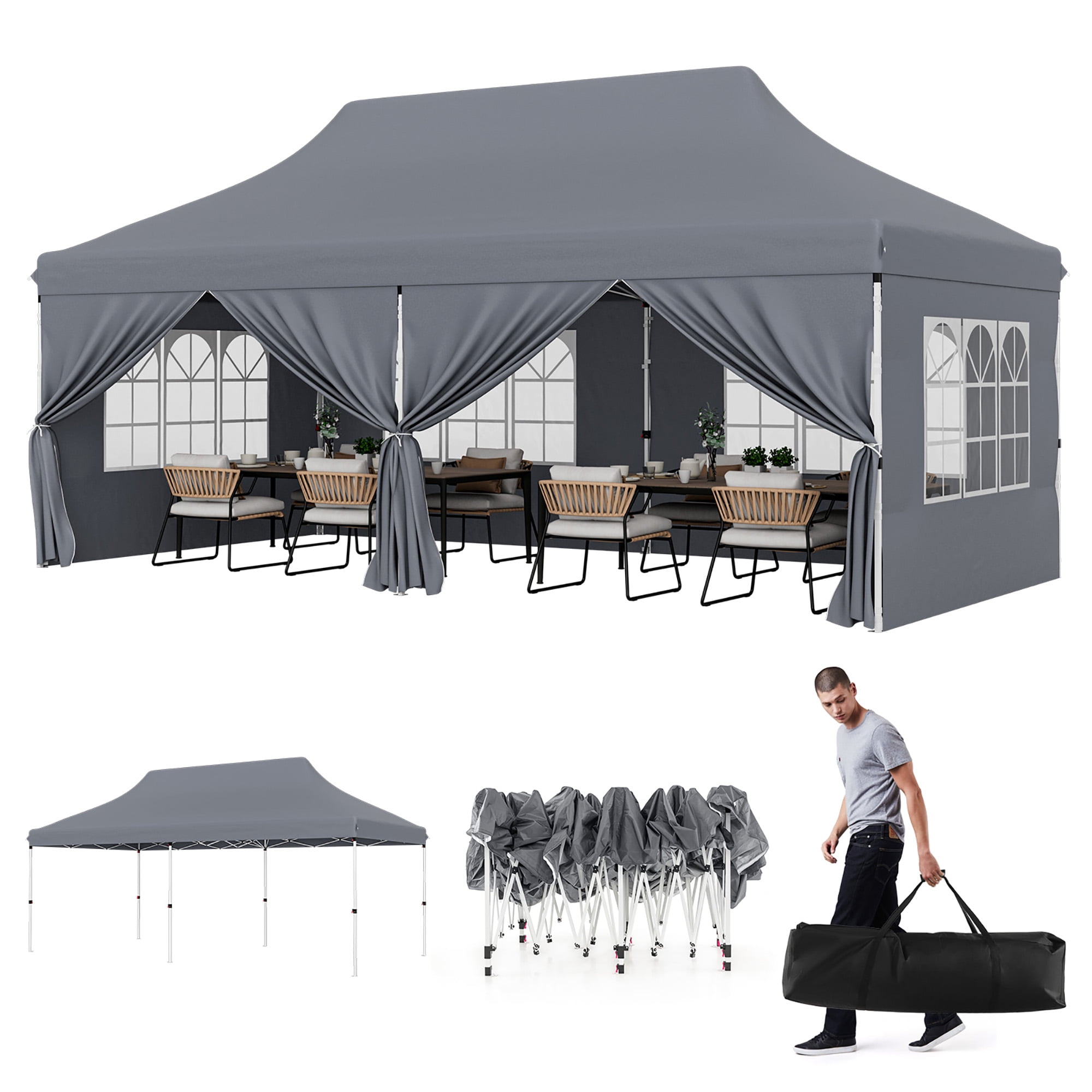 Click here for Gymax 10 X 20 Ft Canopy W/ 6 Detachable Sidewalls... prices