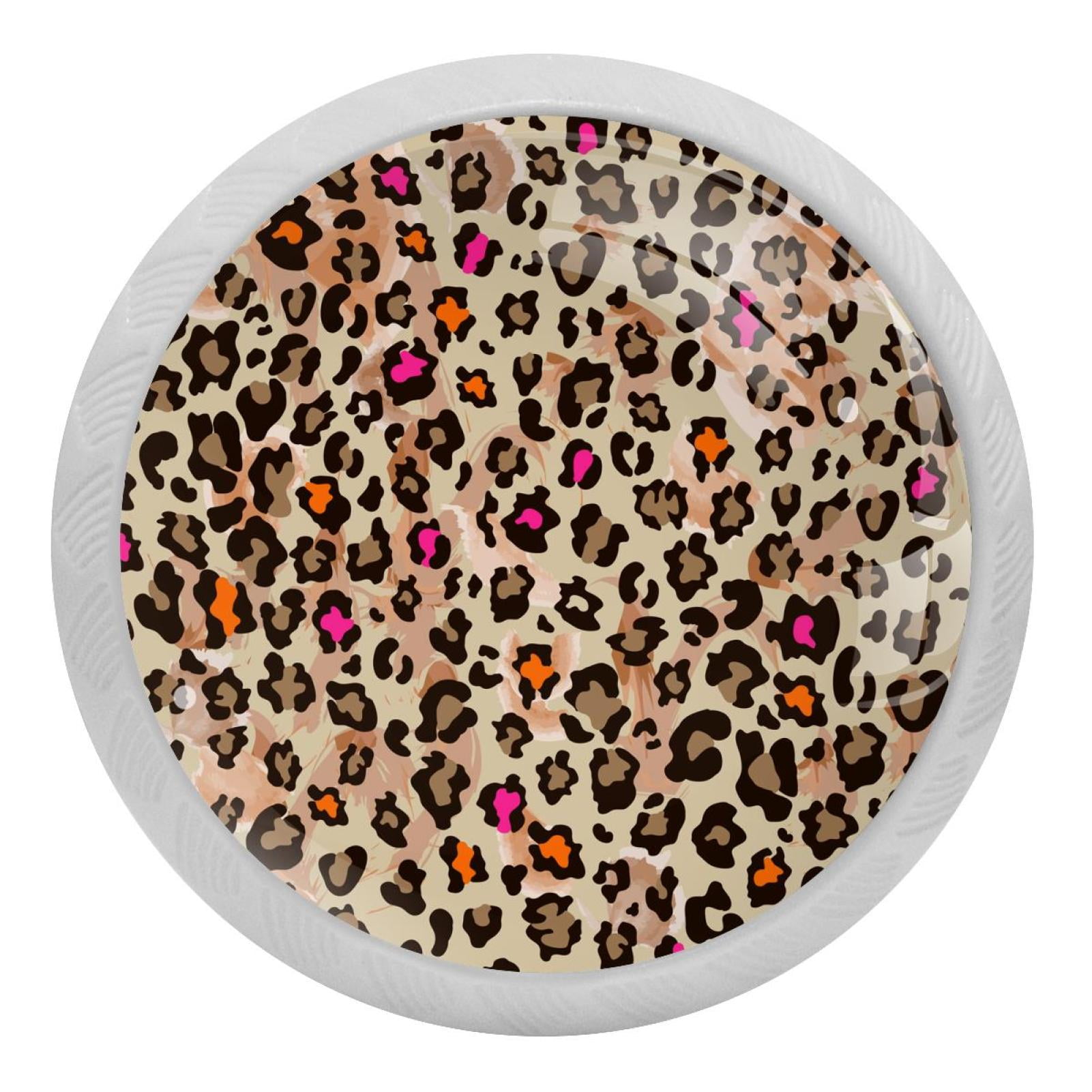 4PCS Round Leopard Print Cabinet Fluorescence Knob Glowing in the Dark ...