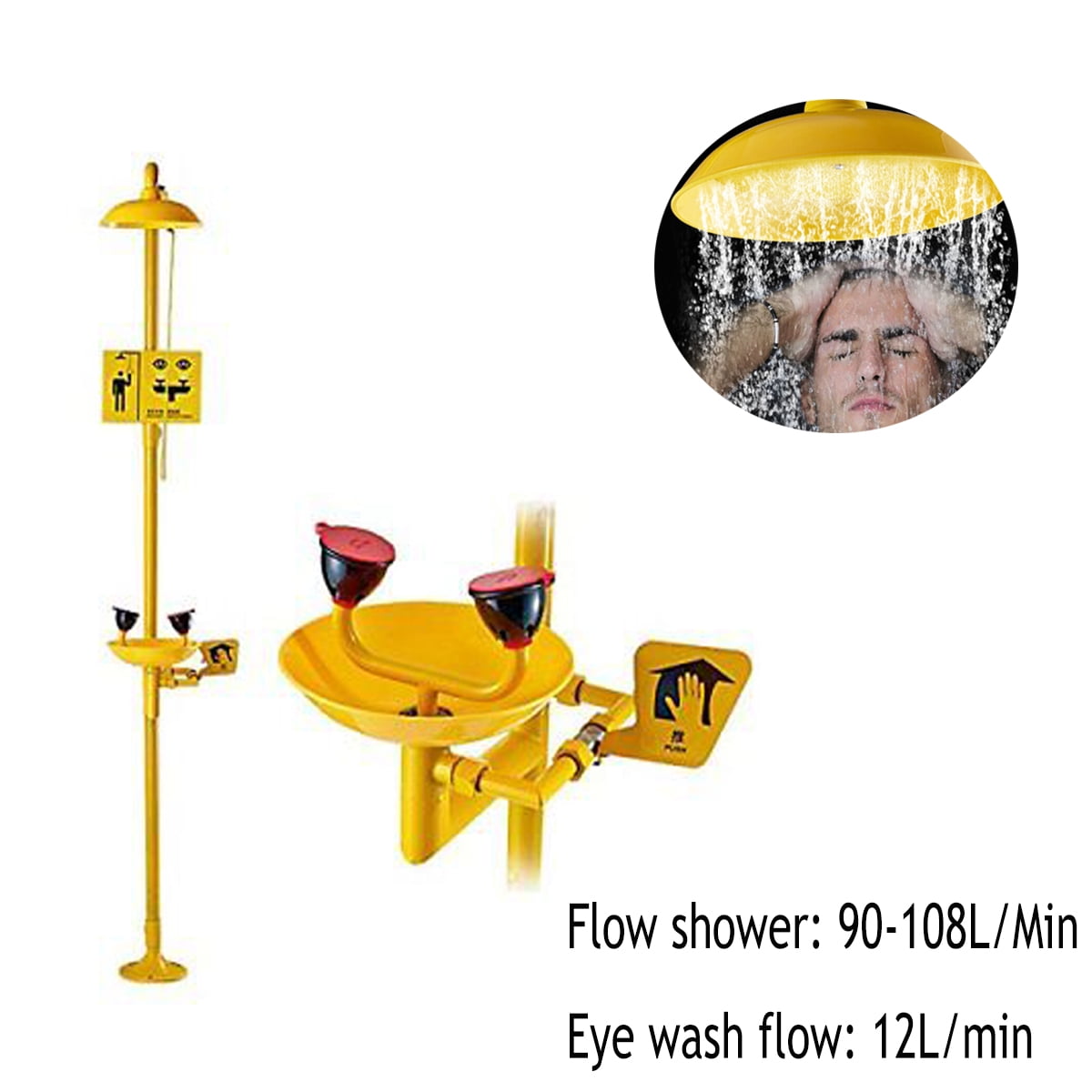 CJC Vertical Emergency Eye Washer Double Nozzle Design Combined Face ...