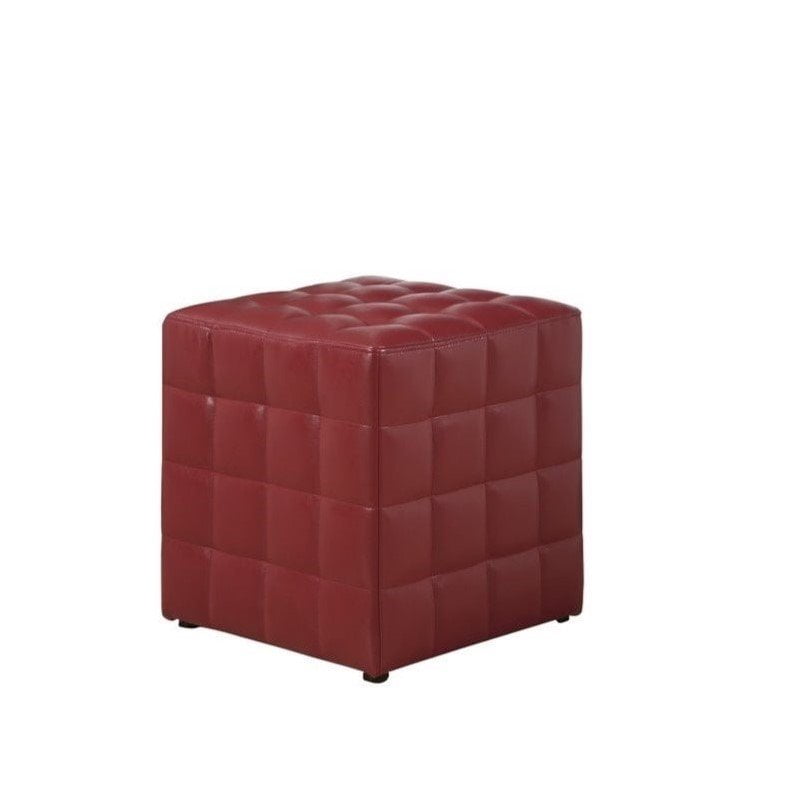 Monarch Ottoman Red LeatherLook Fabric - Walmart.com