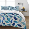 4 Piece Duvet Cover Set Full, Gradient Blue Botanical Country Soft ...