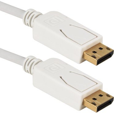 QVS 6ft DisplayPort UltraHD 4K White Cable with Blue Connectors ...