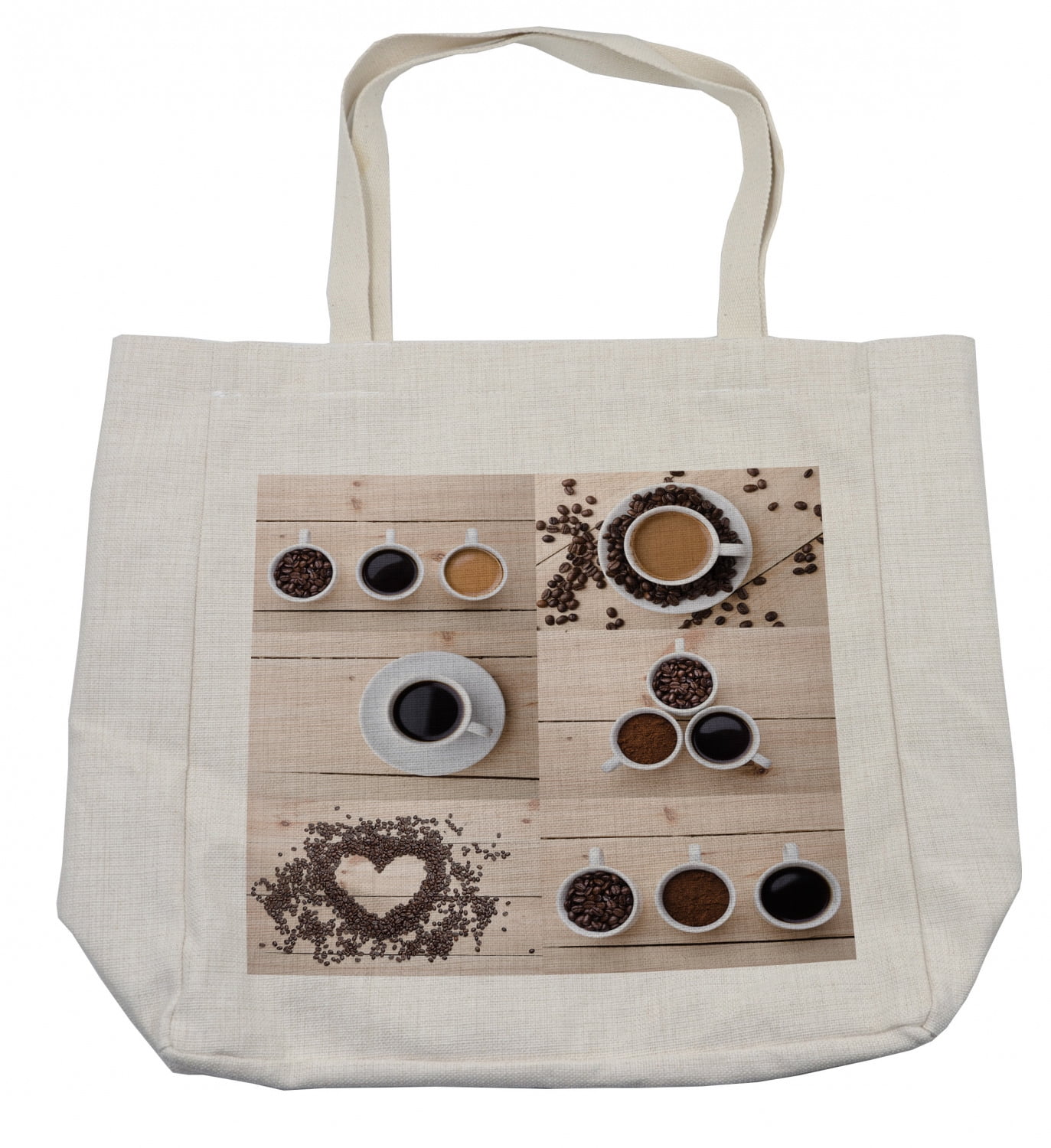 Coffee Shopping Bag, Collage of Different Coffee Details on Wooden ...