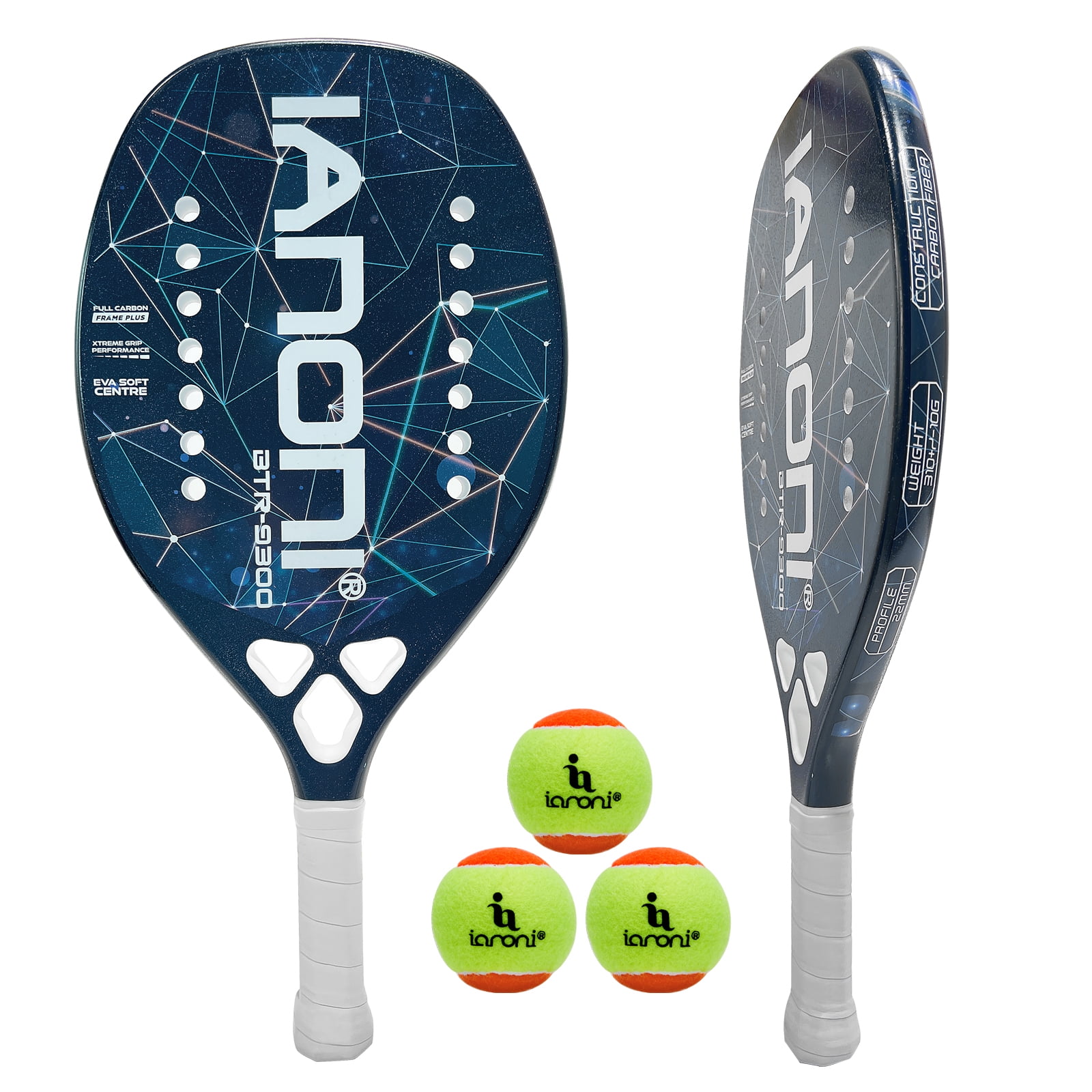 IANONI Beach Tennis Racket,Carbon Fiber Surface with EVA Memory Flex ...