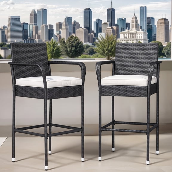 STARY Outdoor Bar Stools Set of 4, Swivel Patio Barstools with Textile ...