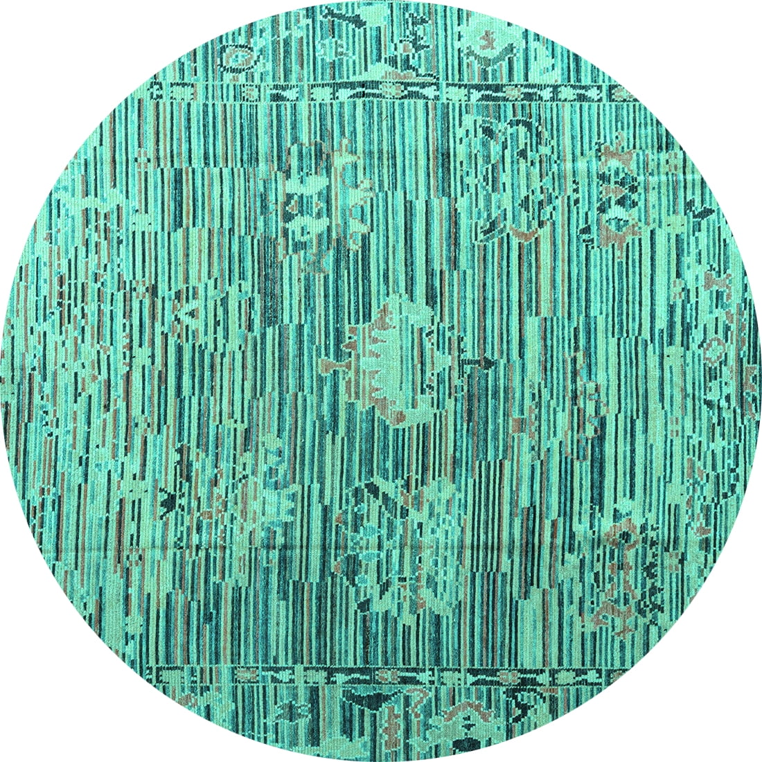 Ahgly Company Indoor Round Abstract Turquoise Blue Modern Area Rugs, 3 ...