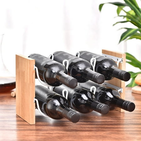 Countertop Wine Rack Pantry Free Standing Home Bar 6 Bottles Tabletop 2 ...