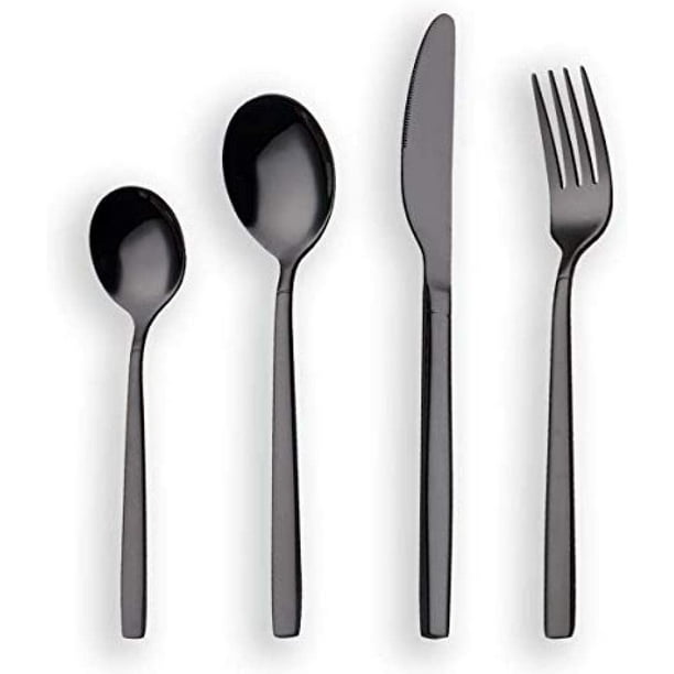 24 Piece Titanium Black Plated Stainless Steel Set 24 Pieces Black ...